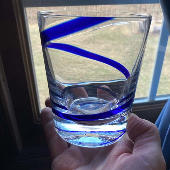 Pier 1 | Dining | Pier One Blue Swirline Double Old Fashion Rock Glass ...